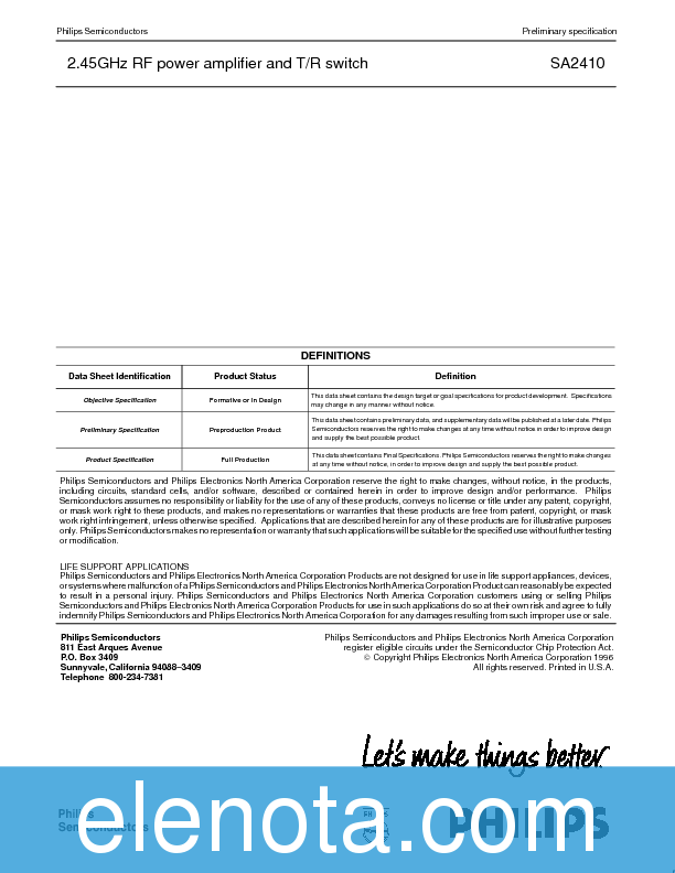 SA2410 Datasheet PDF (45 KB) Philips | Pobierz z Elenota.pl