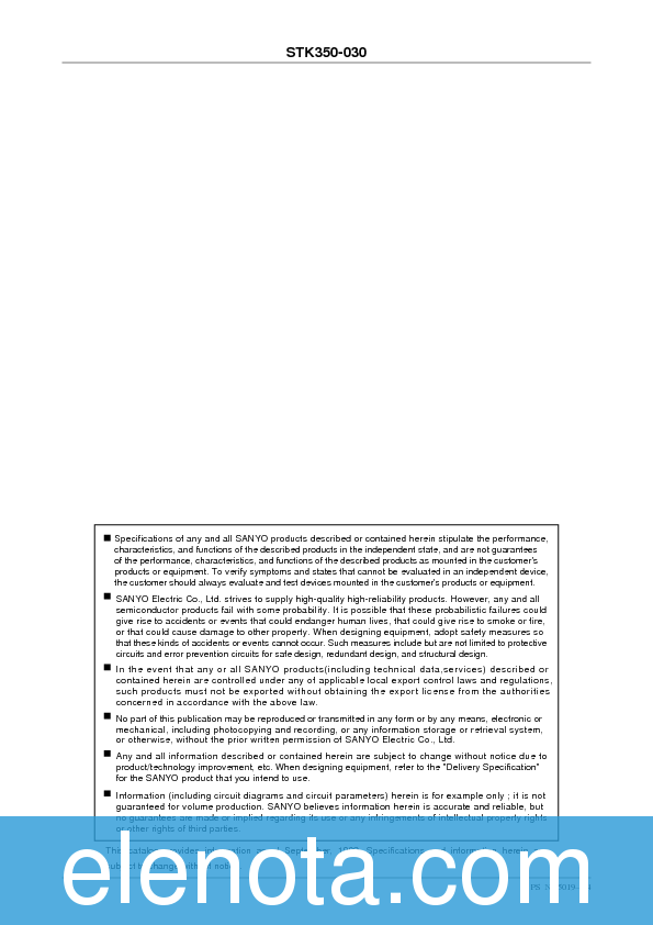 STK350-030 Datasheet PDF (54 KB) Sanyo | Pobierz z Elenota.pl