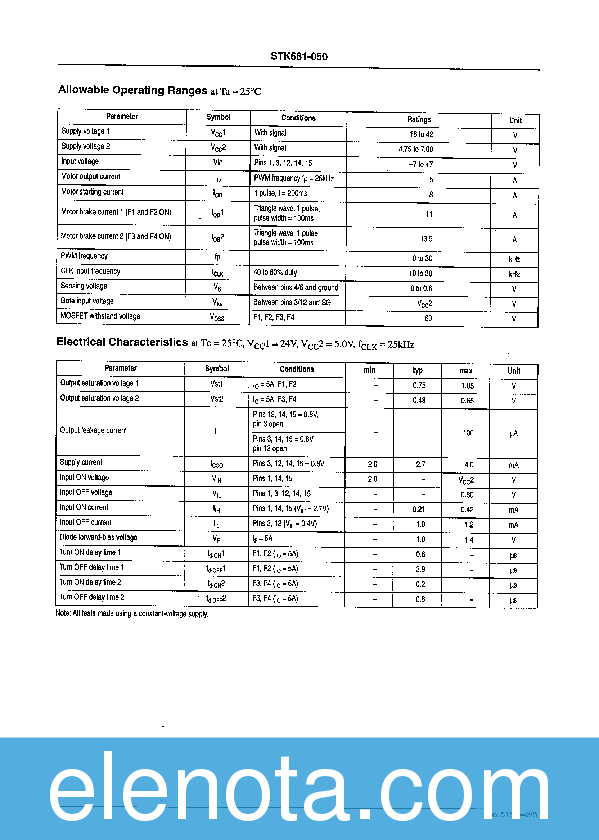 STK681-050 Datasheet PDF (99 KB) Sanyo | Pobierz z Elenota.pl