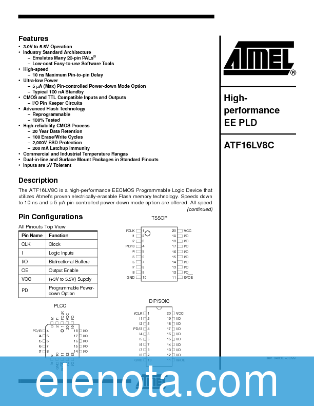 STANDARD Datasheet PDF (226 KB) Atmel | Pobierz z Elenota.pl STANDARD Datasheet PDF (226 KB) Atmel | Pobierz z Elenota.pl