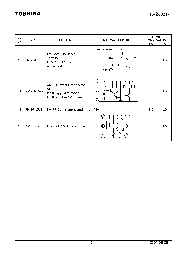 TA2003P Datasheet PDF (317 KB) Toshiba | Pobierz z Elenota.pl