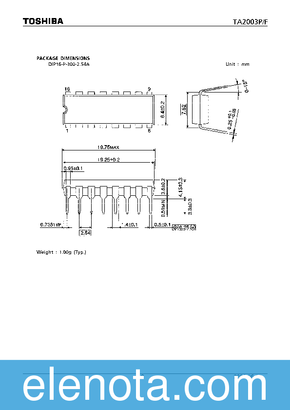TA2003P Datasheet PDF (317 KB) Toshiba | Pobierz z Elenota.pl