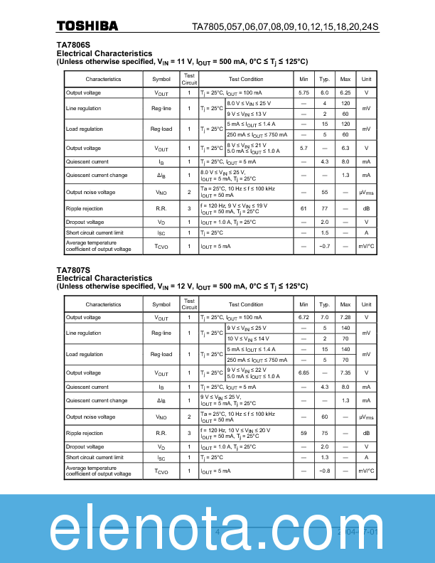 TA7810S Datasheet PDF (440 KB) Toshiba | Pobierz z Elenota.pl