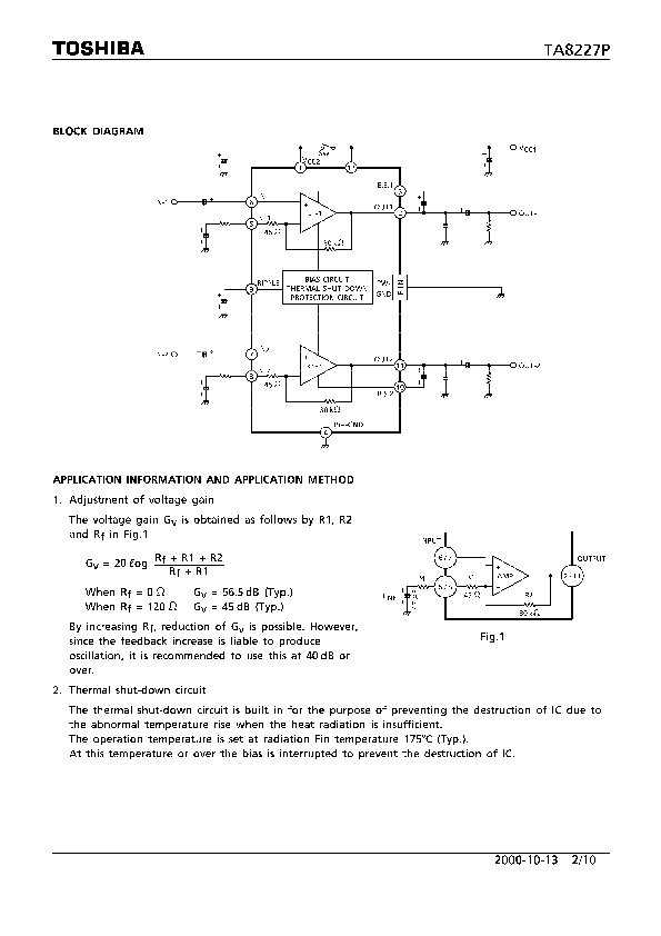 TA8227P Datasheet PDF (428 KB) Toshiba | Pobierz z Elenota.pl