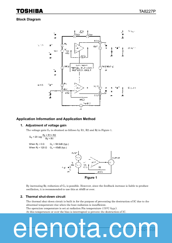 TA8227P Datasheet PDF (303 KB) Toshiba | Pobierz z Elenota.pl