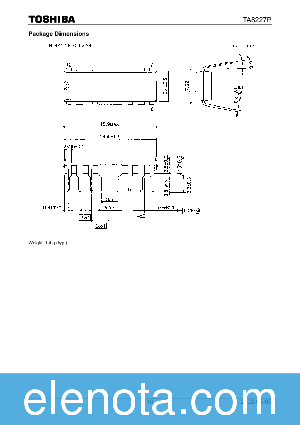 TA8227P Datasheet PDF (303 KB) Toshiba | Pobierz z Elenota.pl