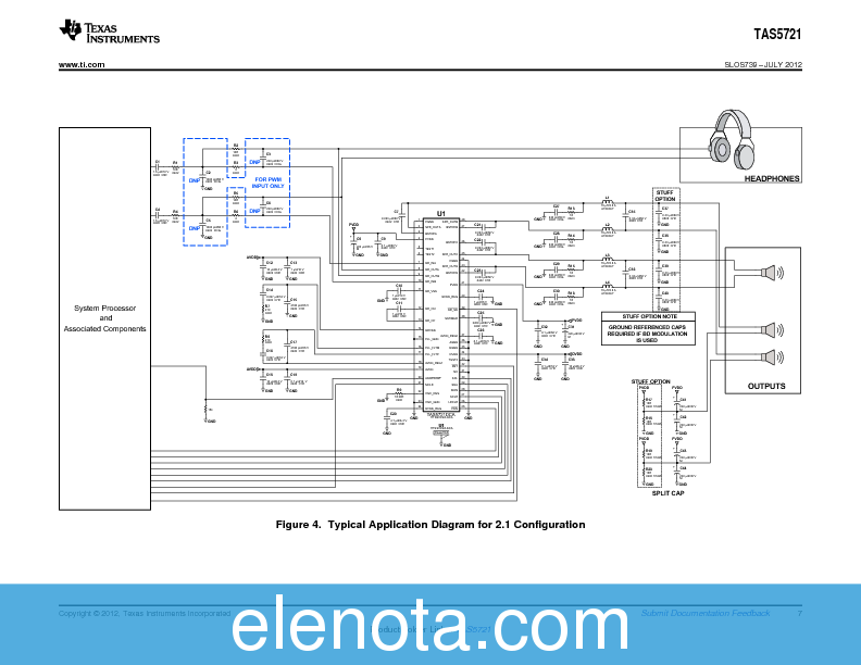 TAS5721 Datasheet PDF (1.65 MB) Texas Instruments | Pobierz z Elenota.pl
