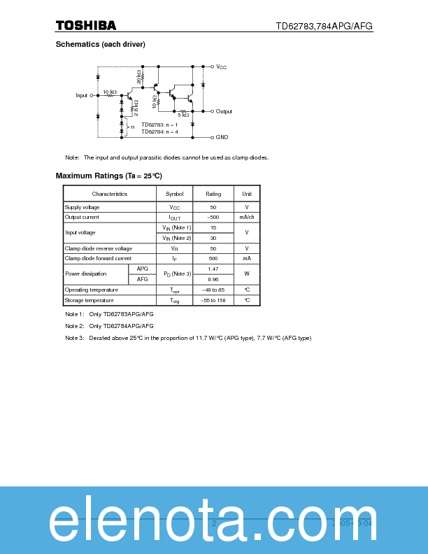 TD62783APG Datasheet PDF (165 KB) Toshiba | Pobierz z Elenota.pl
