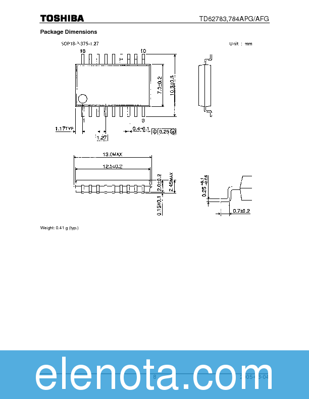 TD62783APG Datasheet PDF (165 KB) Toshiba | Pobierz z Elenota.pl