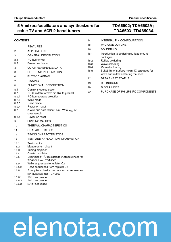 TDA6502 Datasheet PDF (212 KB) Philips | Pobierz z Elenota.pl