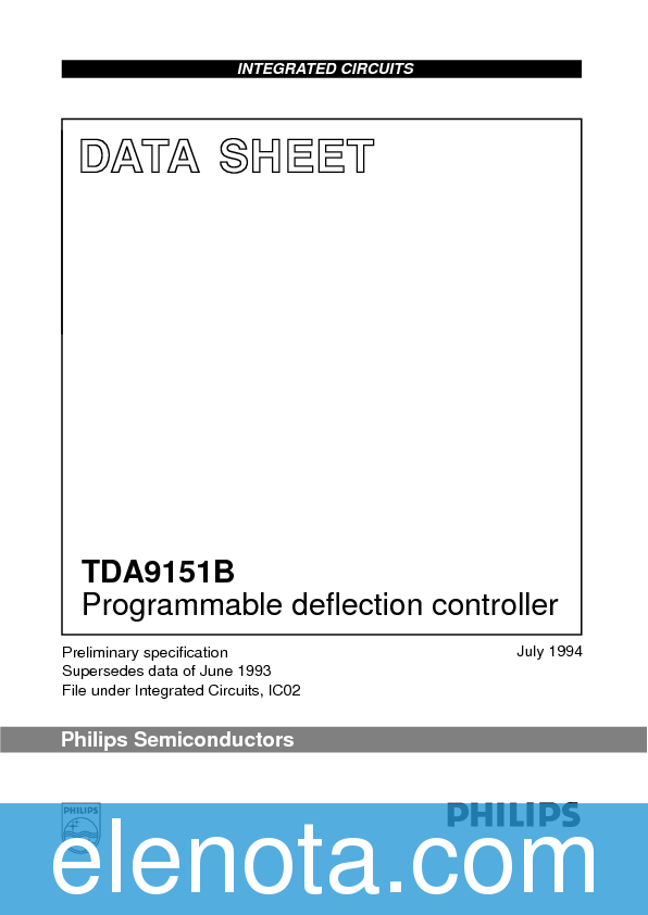 TDA9151B Datasheet PDF (473 KB) Philips | Pobierz z Elenota.pl