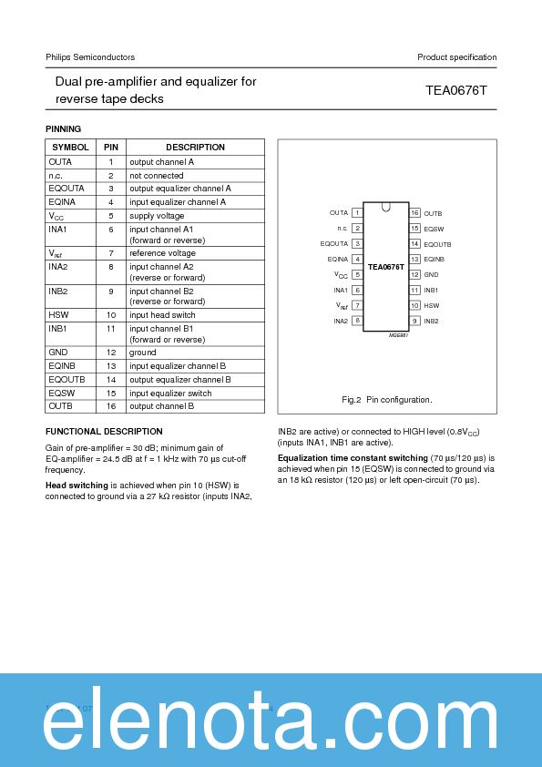 TEA0676T Datasheet PDF (128 KB) Philips | Pobierz z Elenota.pl