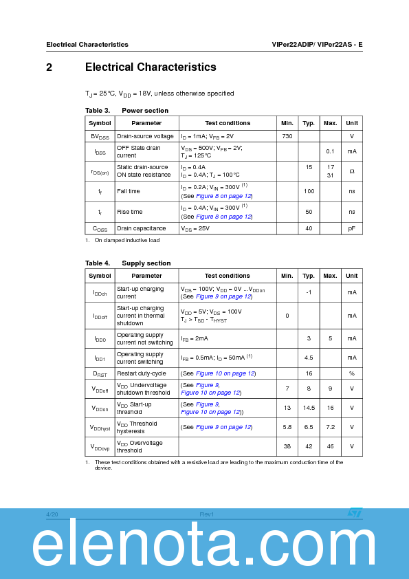 VIPER22A-E Datasheet PDF (303 KB) STMicroelectronics | Pobierz z Elenota.pl