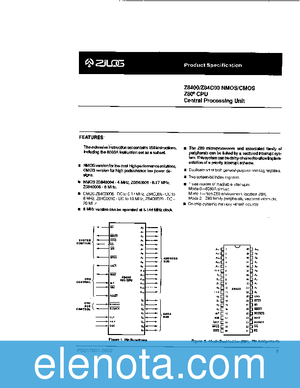 Z80 Datasheet PDF (0.98 MB) Zilog | Pobierz z Elenota.pl Z80 Datasheet PDF (0.98 MB) Zilog | Pobierz z Elenota.pl