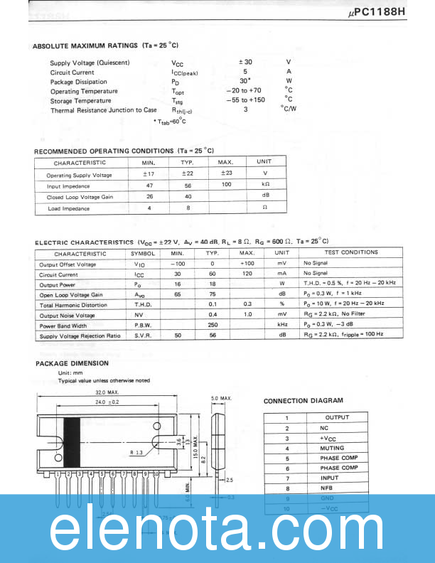 UPC1188H Datasheet PDF (153 KB) NEC | Pobierz z Elenota.pl