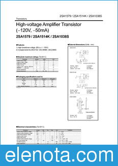 2SA1579 Datasheet PDF (57 KB) Rohm | Pobierz z Elenota.pl