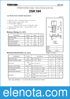 2SK184 Datasheet PDF (165 KB) Toshiba | Pobierz z Elenota.pl